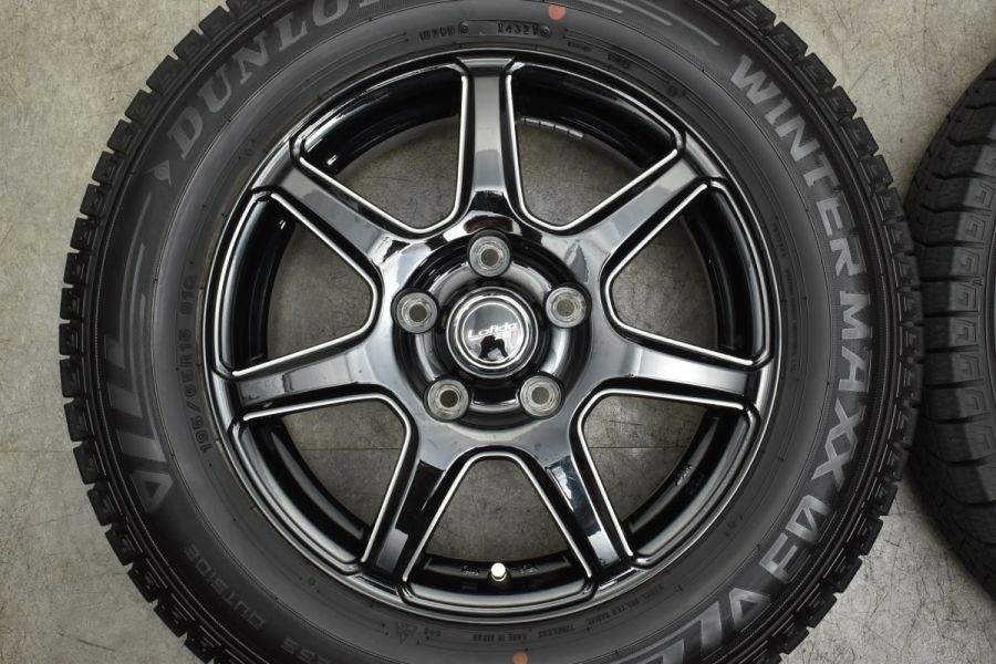 【美品 バリ溝 WM03】ロフィーダ XS7 15in 6J +53 PCD114.3 ダンロップ ウィンターマックス03 195/65R15 ...