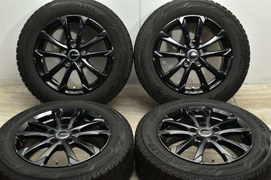 【バリ溝 美品】QRASIZ 16in 6.5J +53 PCD114.3 ヨコハマ アイスガード iG60 205/60R16 ノア ...
